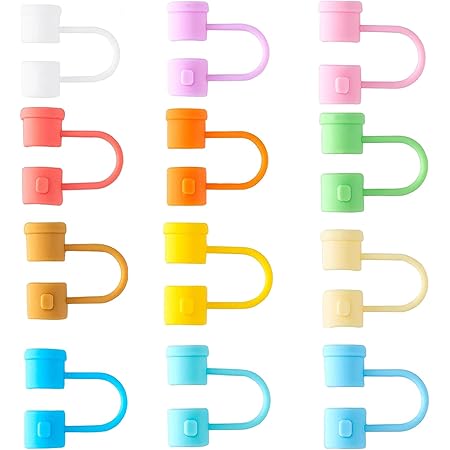 Amazon.com: (12 Packs) Suit for 6-7mm Straw Cover Silicon Straw Caps Simple 7MM Colorful Straw ...
