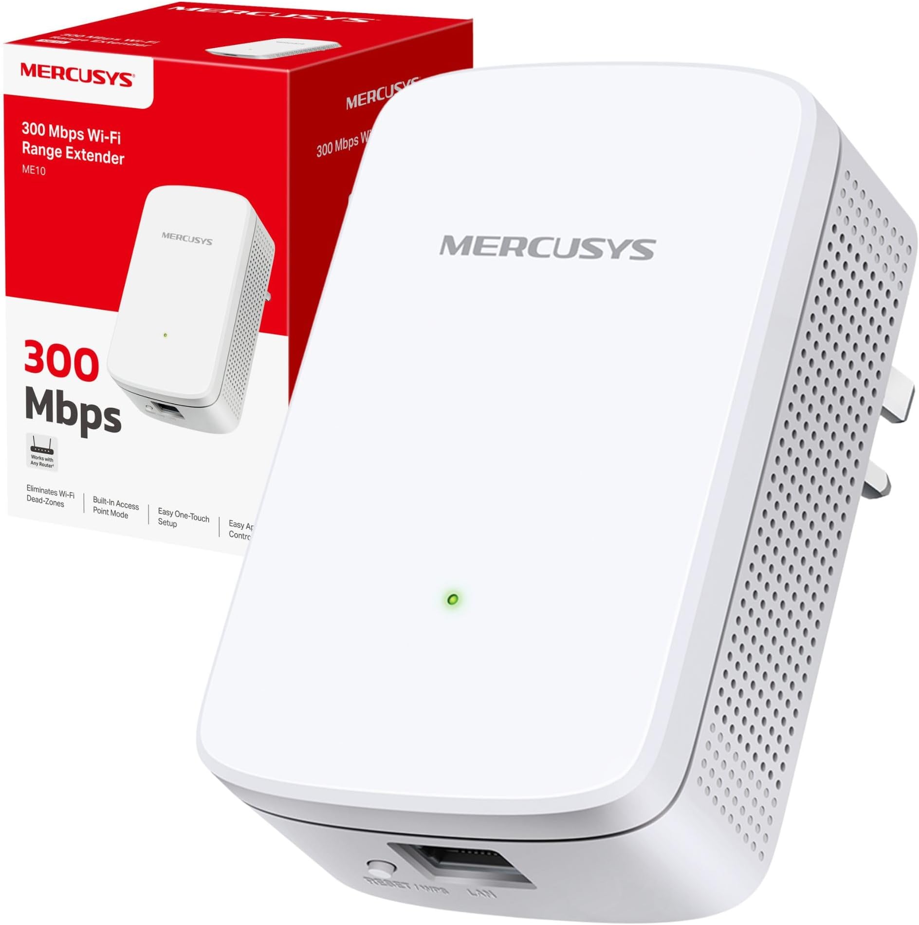 MERCUSYS ME10 N300Mbps WiFi Extender Booster, Easy One-Touch Setup ...