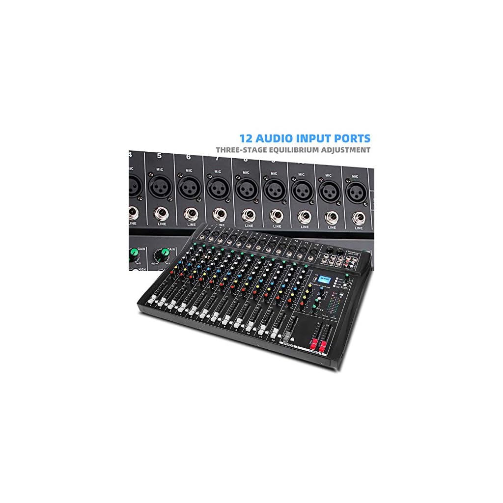 Depusheng DT12 Studio Audio Mixer 12-Channel DJ Sound Controller ...