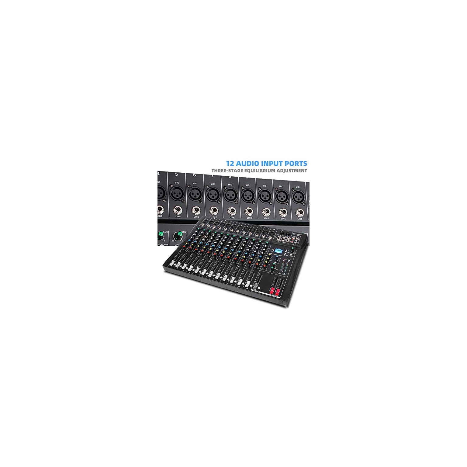 Depusheng DT12 Studio Audio Mixer 12-Channel DJ Sound Controller ...