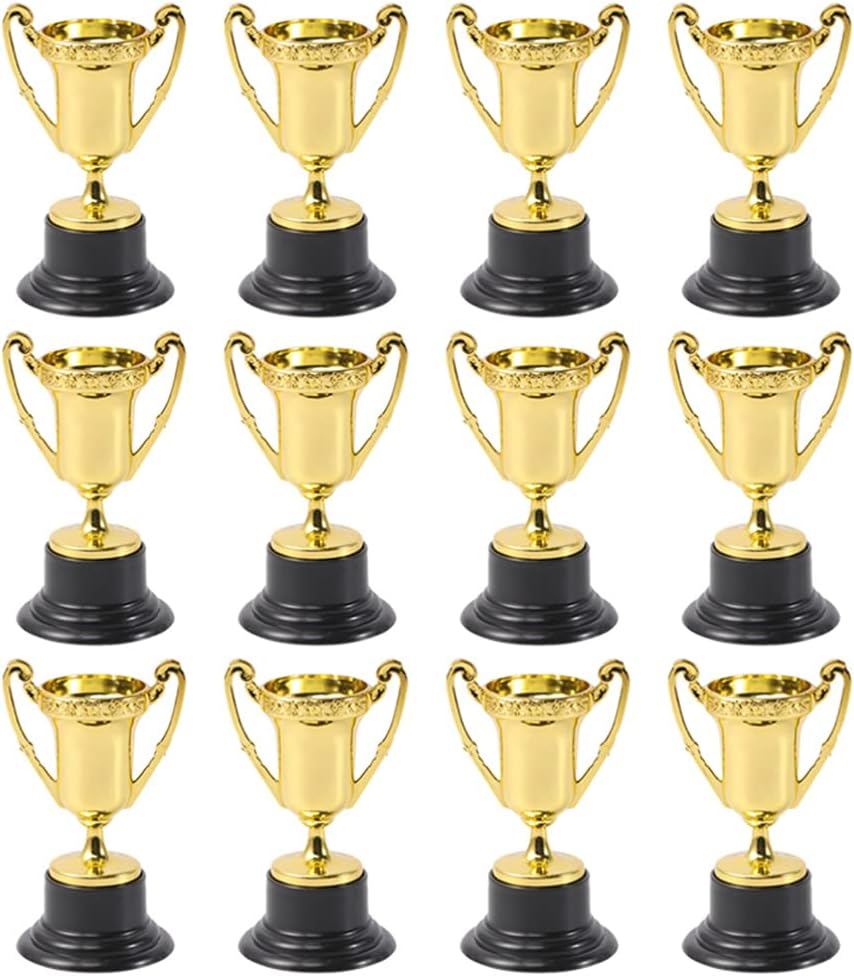 Amazon.com: Toyvian 12Pcs Plastic Gold Trophies Kids Competition Prize ...