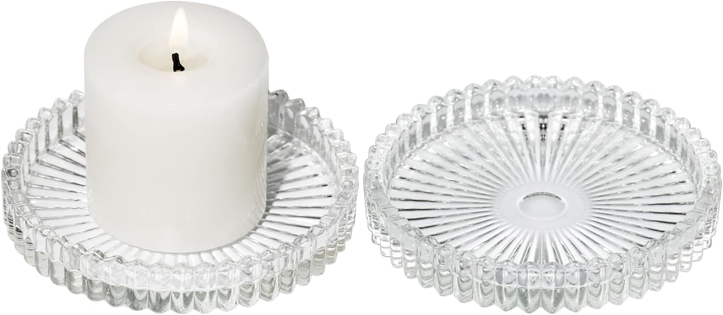 Amazon.com: Vixdonos 3.8 Inch Glass Pillar Candle Holder Set Pack 2 ...