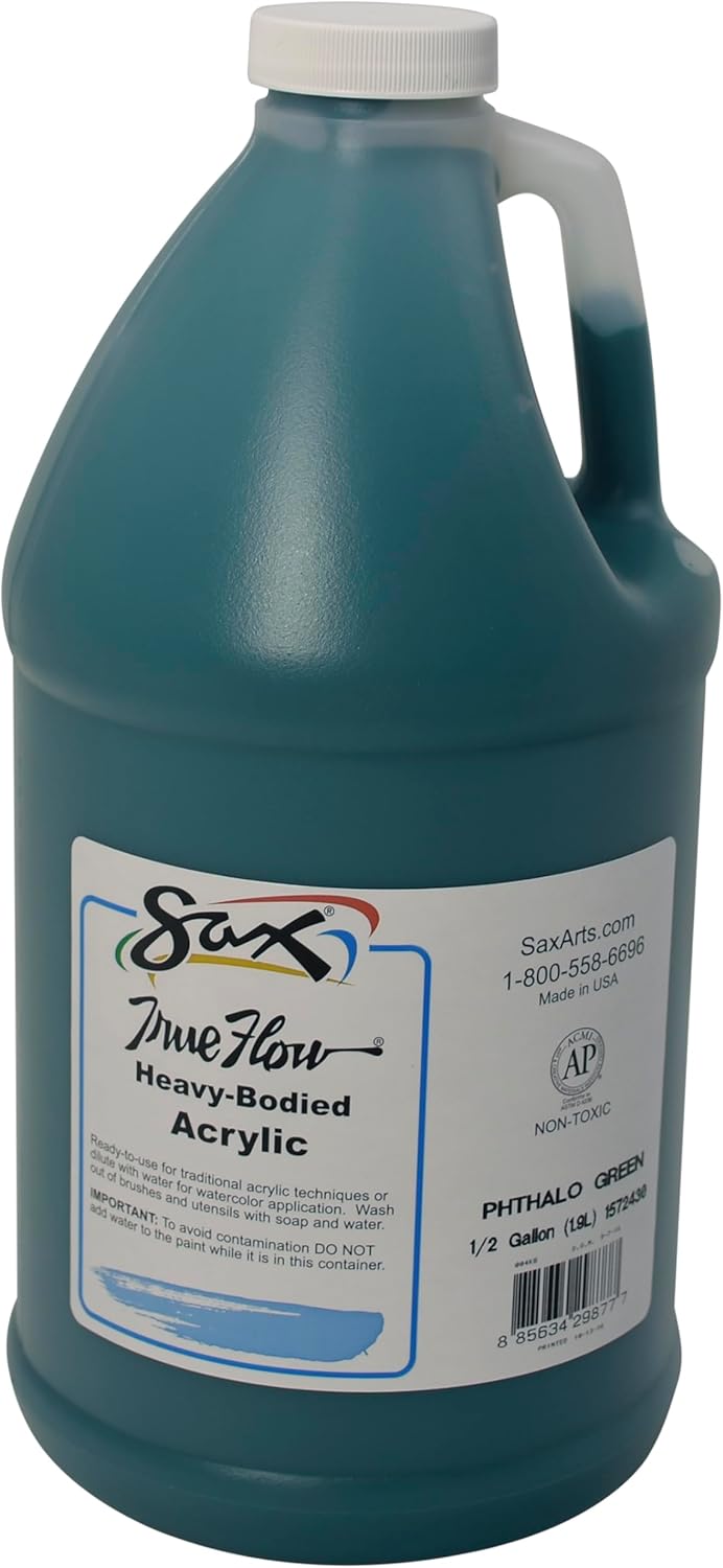 Amazon.com: Sax PAINT ACRYLIC HB PHTHALO GREEN 1/2 GALLON : Arts ...