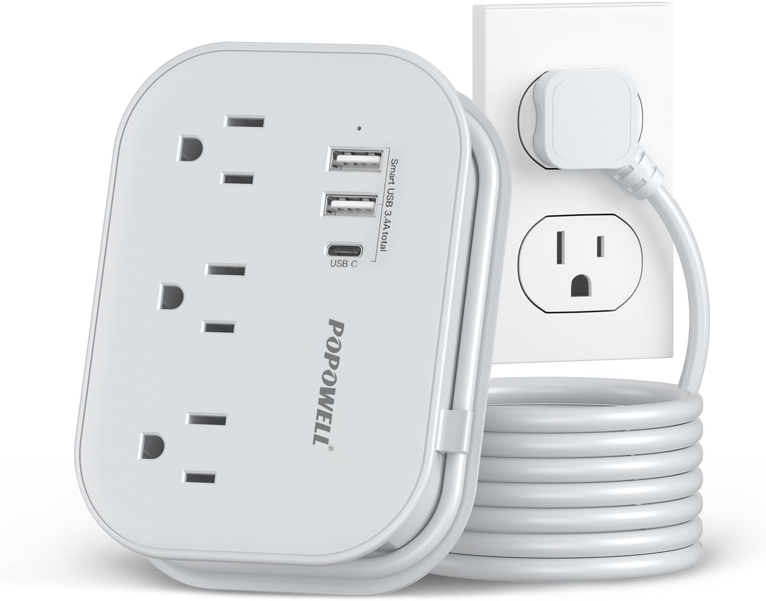 Amazon.com: USB Power Strip, Flat Plug Power Strip Extension Cord with ...