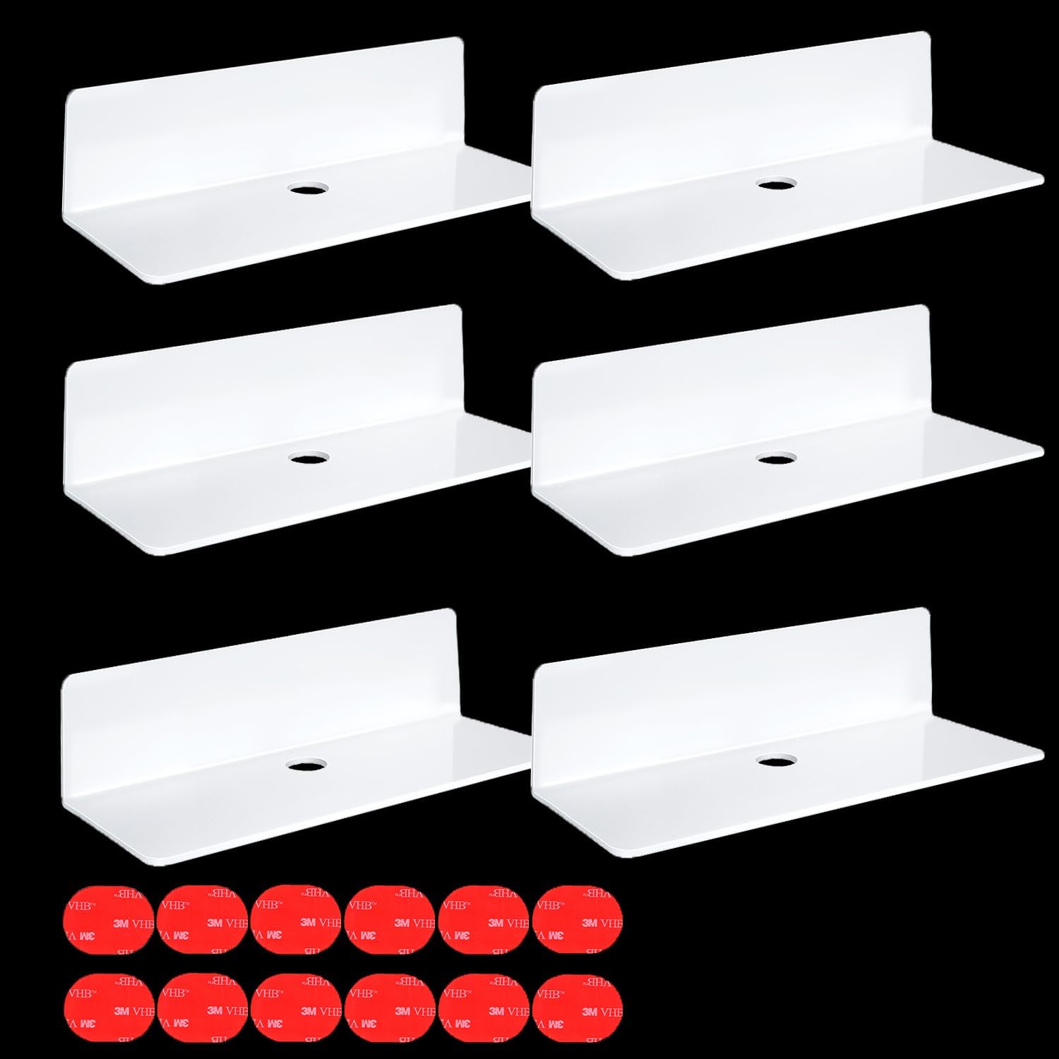 LOLYSIC 6Pcs Small Shelf, Acrylic Self Adhesive Shelves, 9 Inch White ...