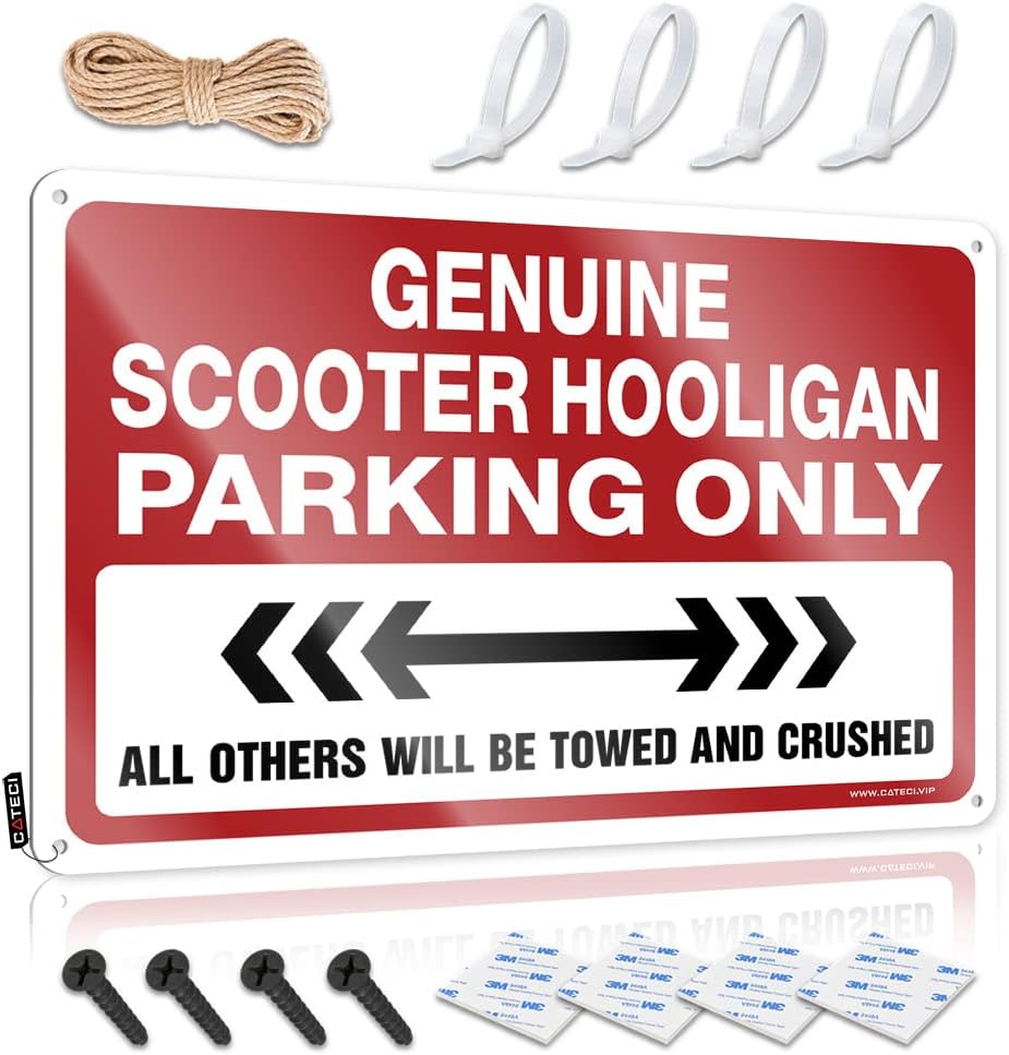 Amazon.com: Funny Wall Signs Genuine Scooter Hooligan Parking Only Tin ...