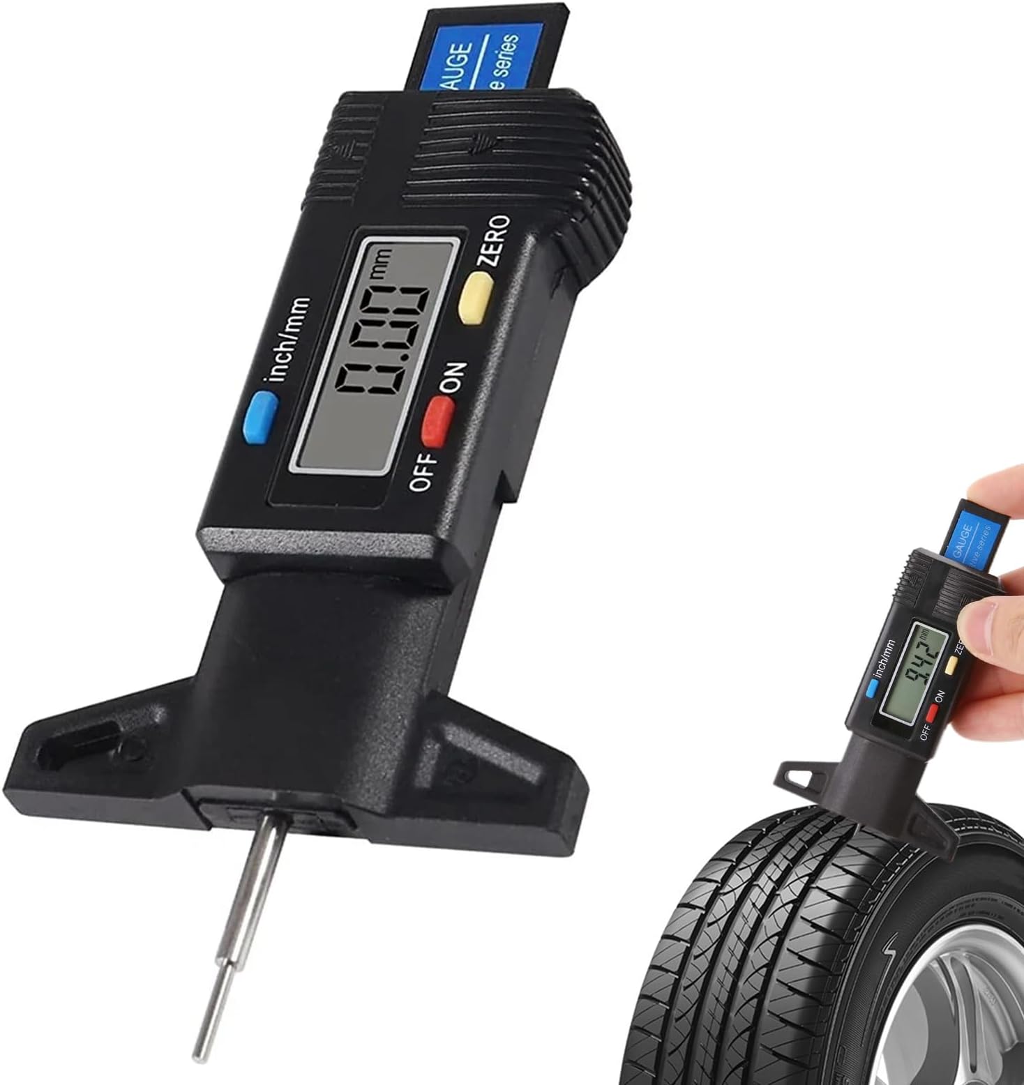 Gaoni Digital Tyre Tread Depth Gauge - 0-25.4mm/1 Inch Portable Tread ...