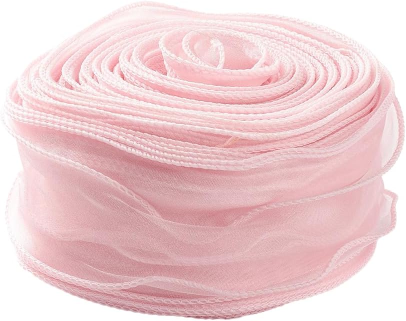 Amazon.com: CABODYALS 38 Yards 2 Inch Pink Sheer Ribbon Wired ...