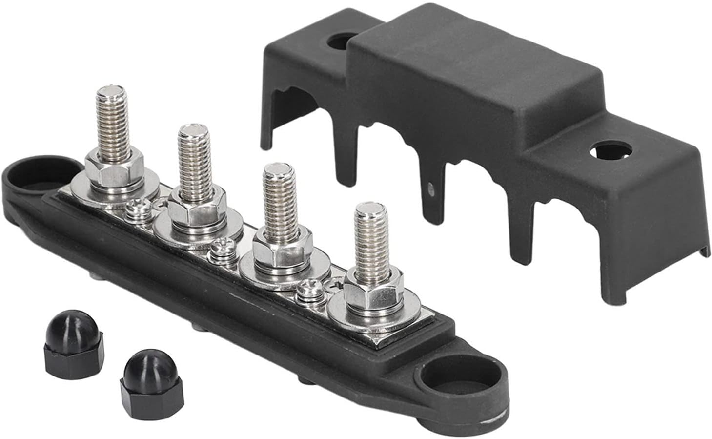 4 Stud Power Distribution Block, with Cover, M8 Terminal Studs,Terminal ...