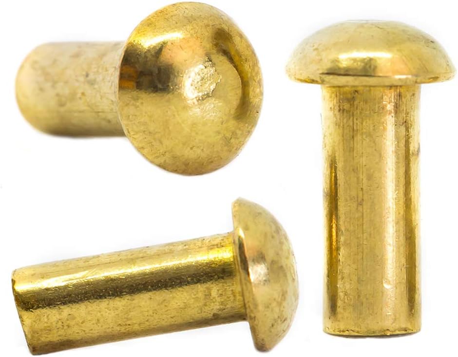 Solid Brass Button Round Head Rivets DIN 660 (20, M4 x 8mm) D01BC ...