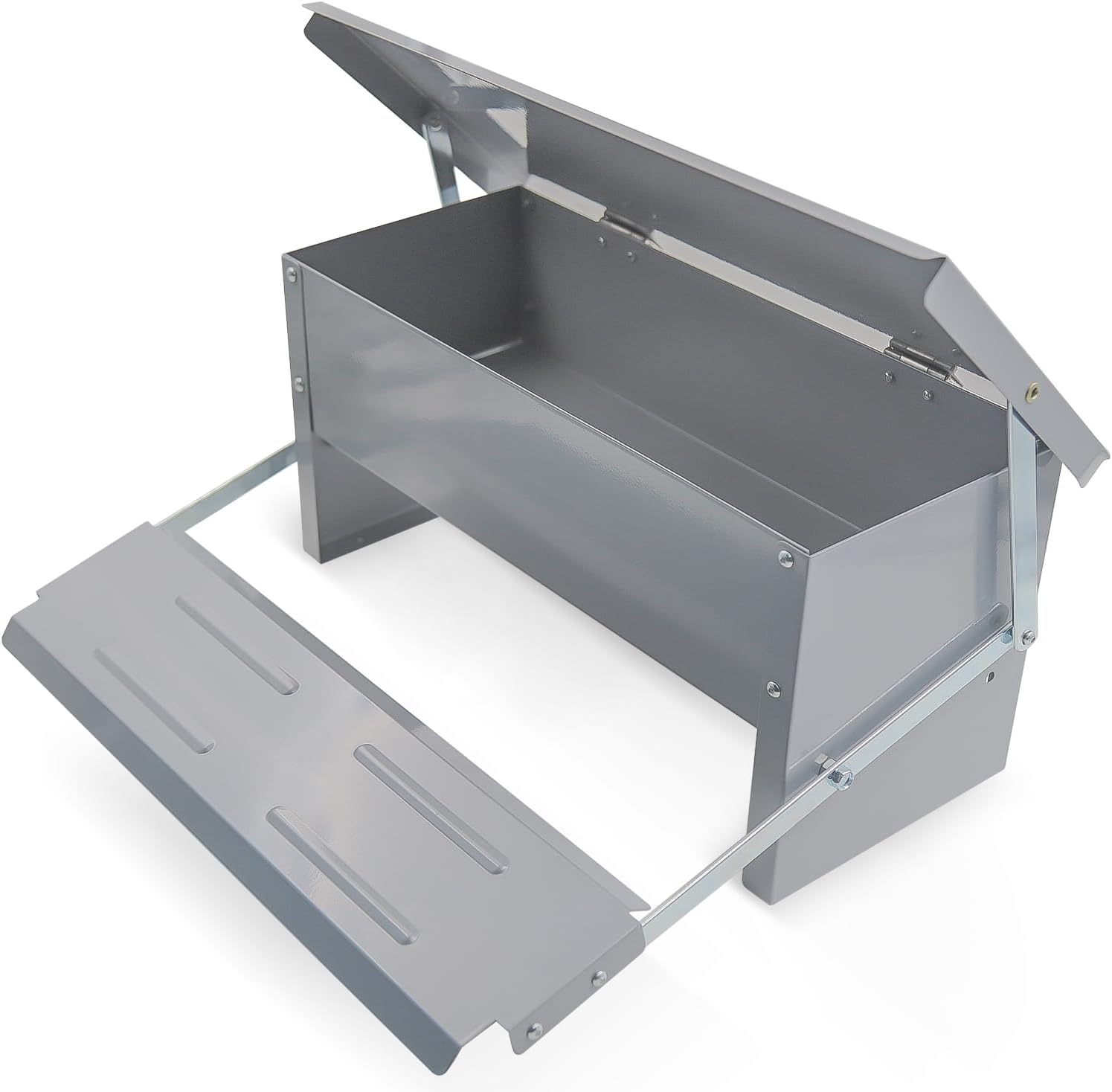 Amazon.com: TGEYD Chicken Feeder Box 20 lbs Galvanized Metal, 4 Feeding ...