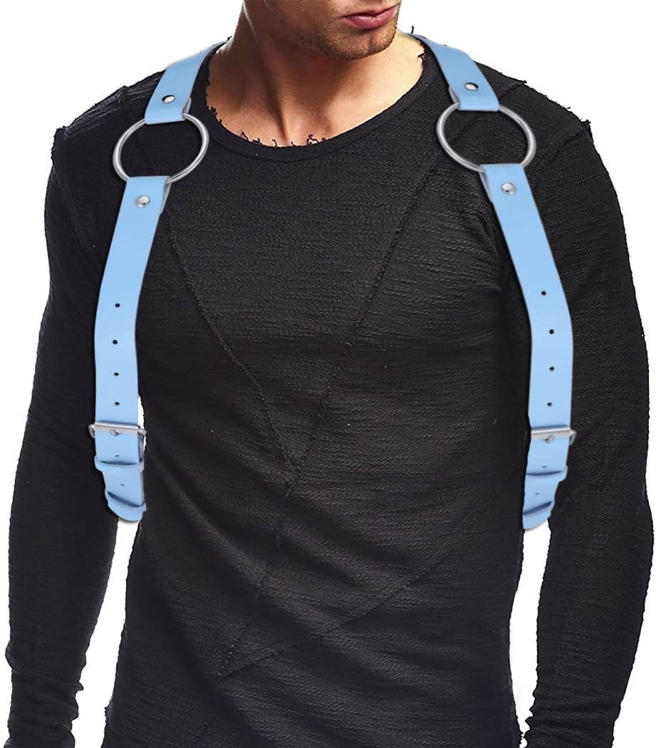 Asooll Men’s Leather Shoulder Harness Punk Body Chest Belt Rave Cosplay ...