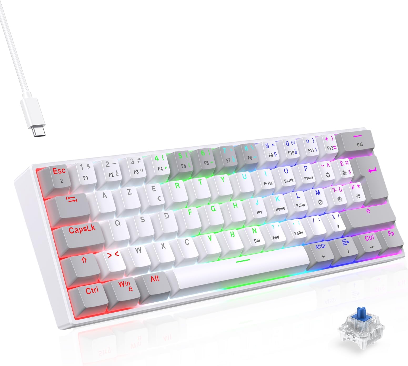 TMKB T63 Clavier Gamer sans Fil,60% Clavier Gaming Mecanique avec ...