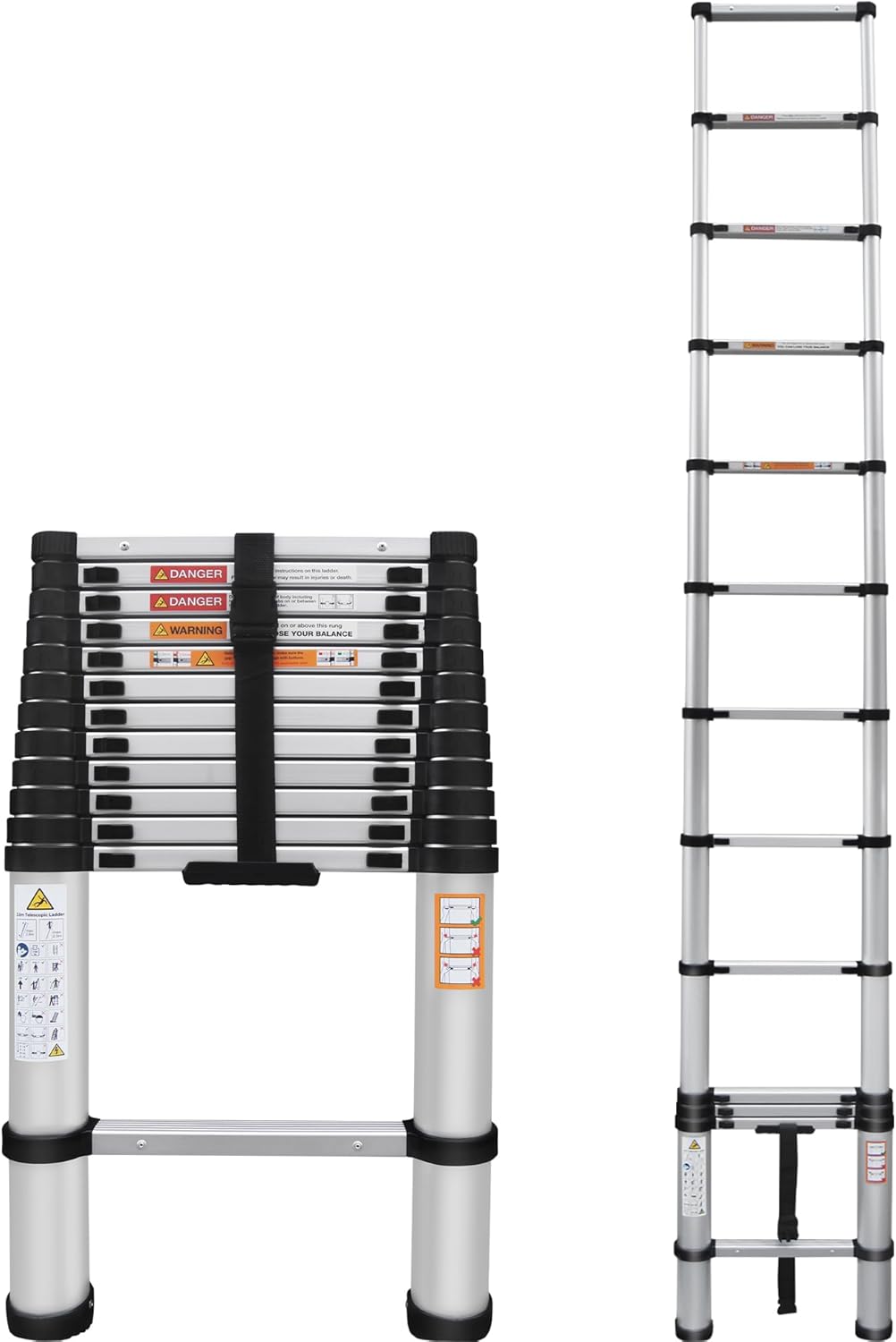 Amazon.com: 14.4 Feet Telescopic Ladder Aluminium Folding Extension ...