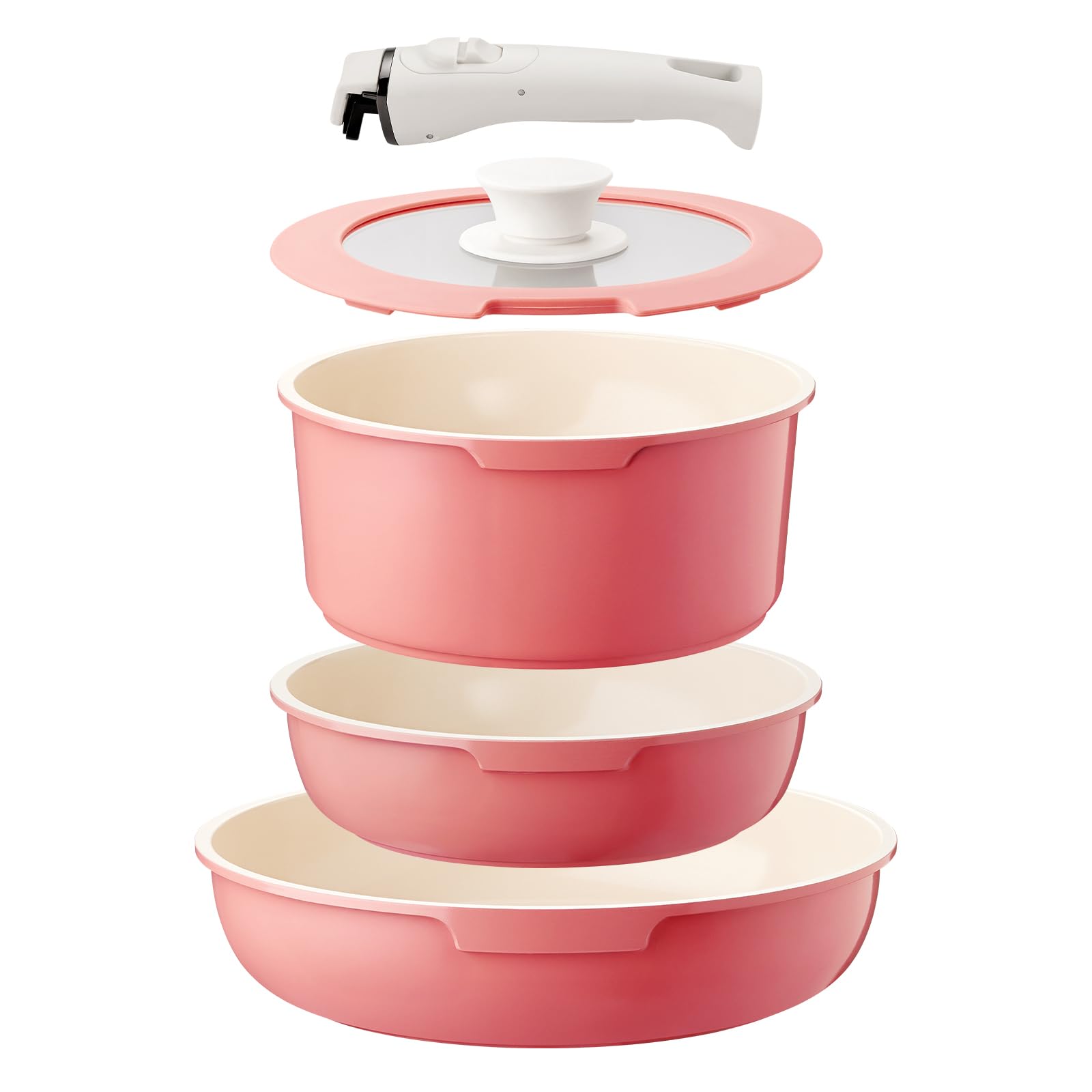 Amazon.com: IKTU Ceramic Pots and Pans Set Non Stick Pink, 5Pcs ...
