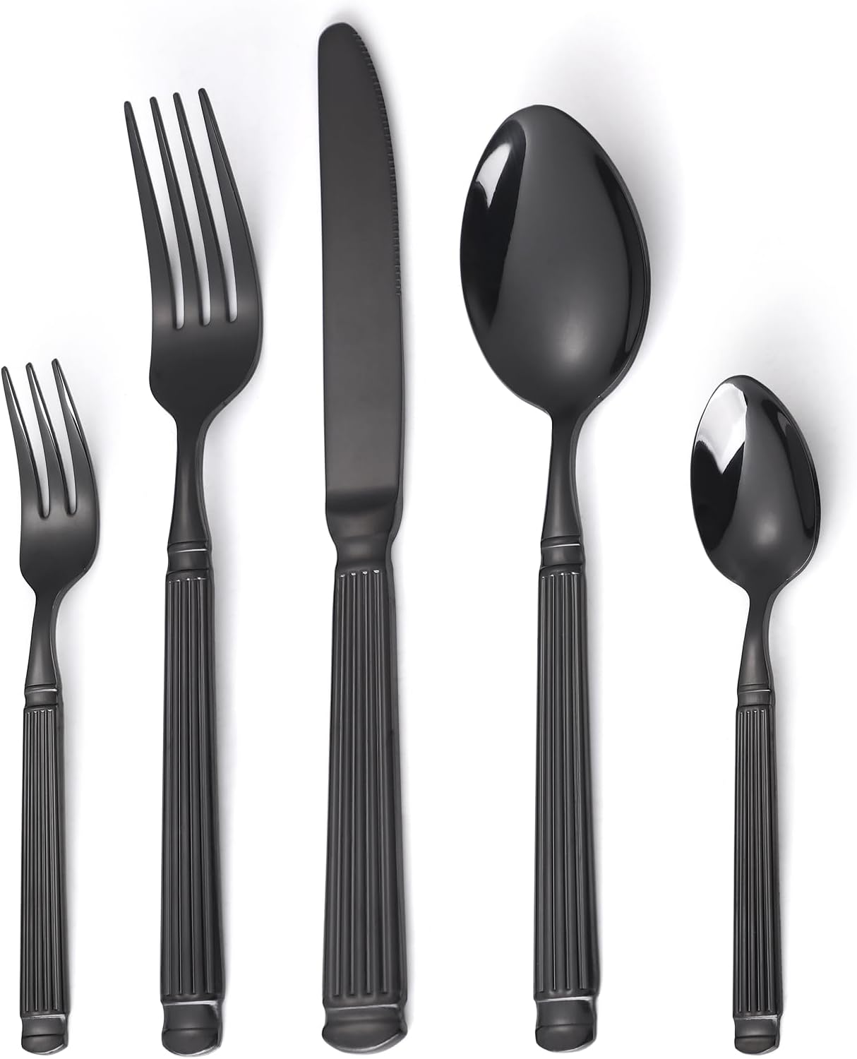Amazon.com | Black Unique Hammered Silverware Set Gorgeous Retro 20 ...