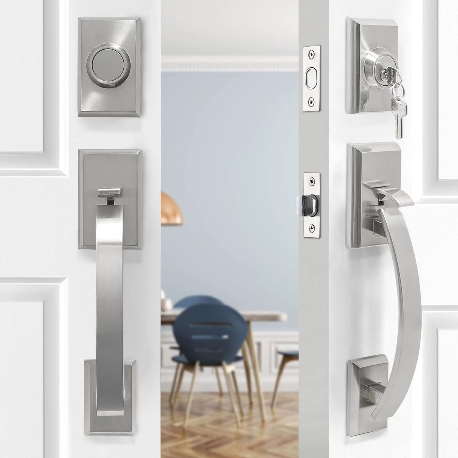 GUA OYH Door Handle Sets Double Front Door Handle Set with Handle Lever ...