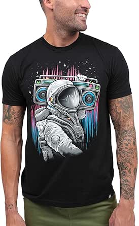 Amazon.com: INTO THE AM Astro Boom Graphic Tee - Short Sleeve Edgy ...