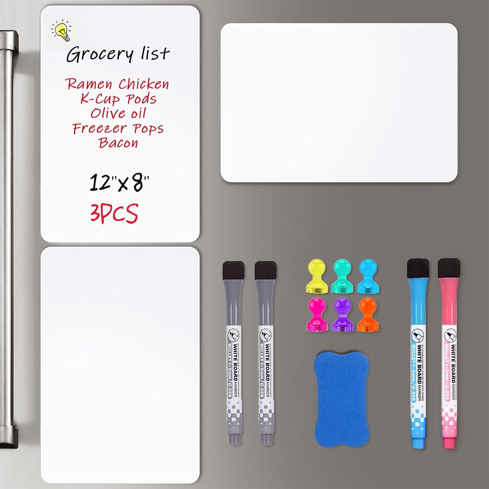 Thaibear Magnetic Whiteboard for Fridge, 3PCS Magnetic A4 Dry Erase ...