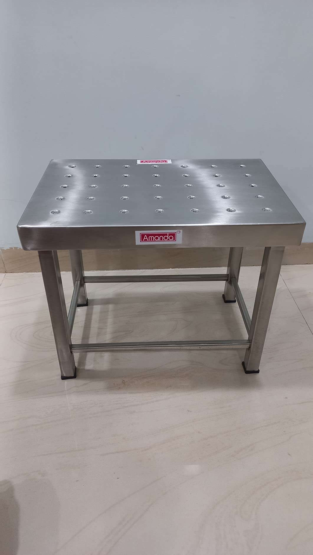 Amanda Stainless Steel Bathroom Patla/Table | Multipurpose Stool for ...