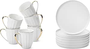 Amazon.com: BTaT- White Coffee Mugs, Set of 6, 12oz and White Dessert ...