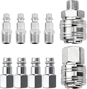 10pcs 1/4" BSP Air Compressor Fitting Hose Connector Kits Quick Release ...