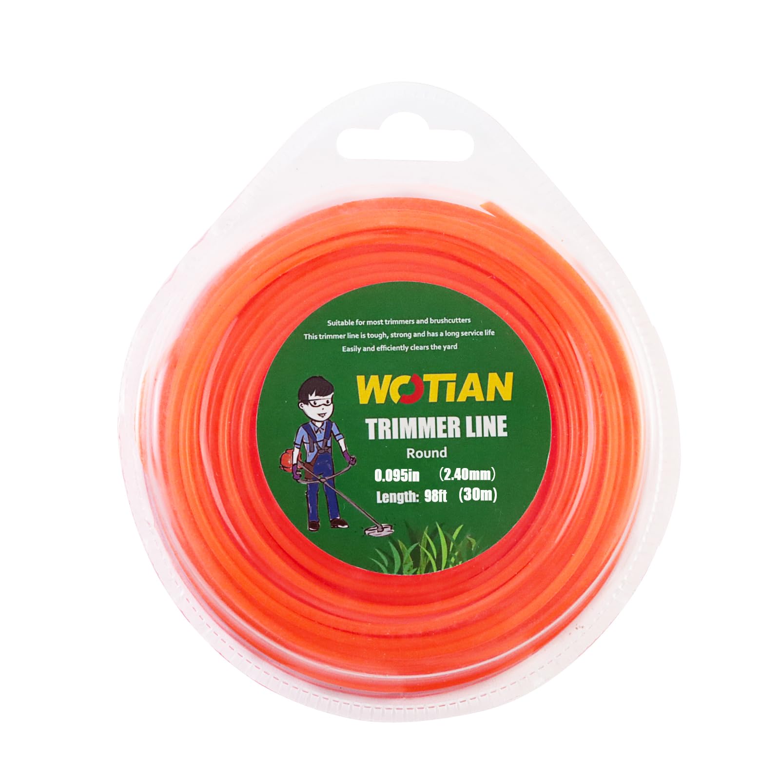 Amazon.com : WOTIAN 0.095"/2.40mm Round String Trimmer Line Nylon Grass ...