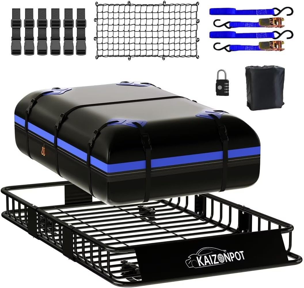 Amazon.com: KAIZONPOT 64"x 39"x 6" Roof Basket with 15 Cu.Ft ...