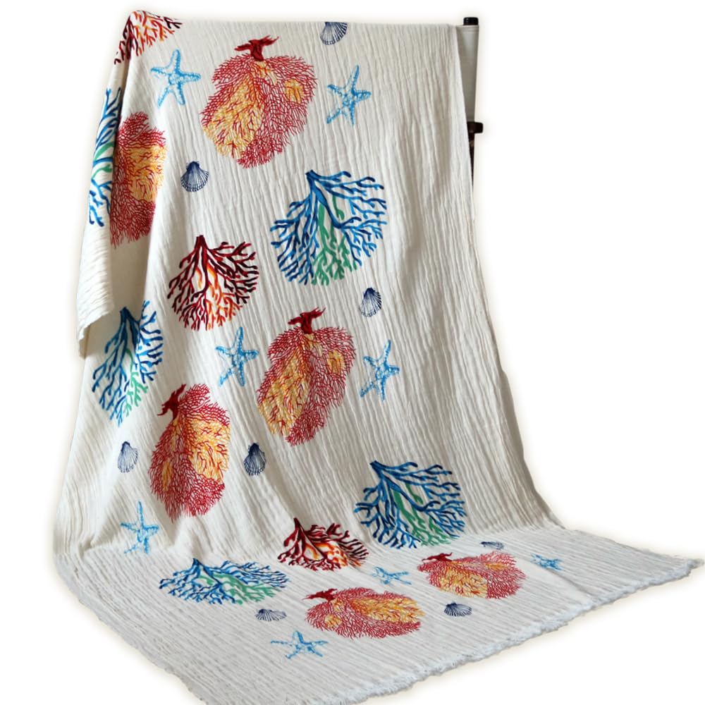 Amazon.com: Turkish Cotton Ultra-Soft Absorbent Seashell Patterned ...