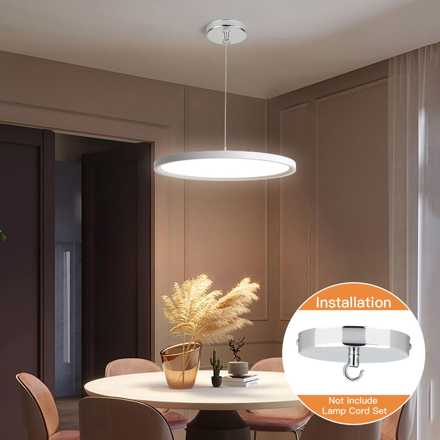 Snapklik.com : Helunsi Ceiling Canopy Kit, Silver Chandelier Pendant ...
