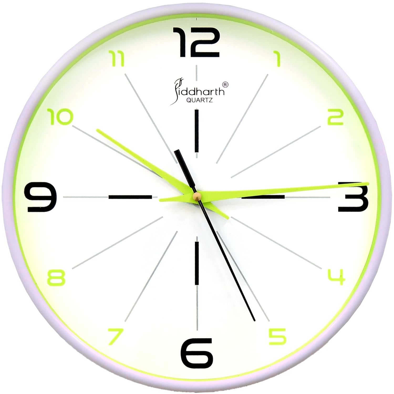 Buy 1213 Neon Green White Analog Wall Clock 12x12 Inch Online at Low ...