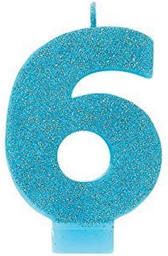 Amazon.com: Amscan Birthday Celebration, Numeral #6 Glitter Candle ...