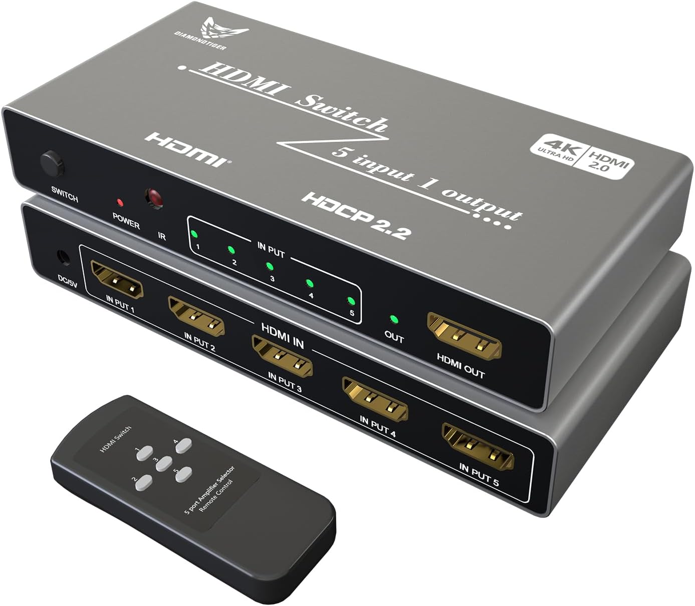 Amazon.com: HDMI Switch SGEYR 5x1 HDMI Switcher 5 in 1 Out HDMI Switch ...