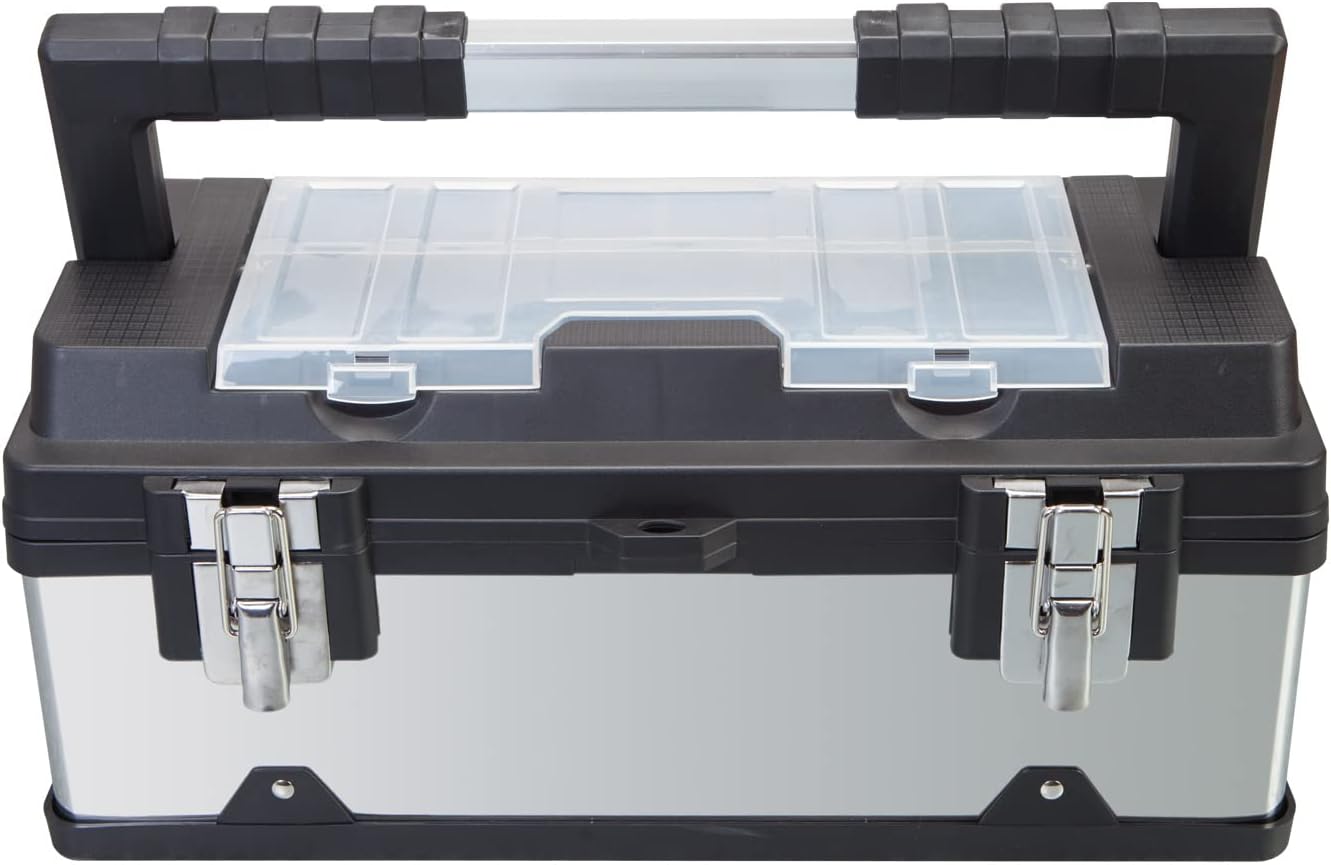 TCE 19-Inch Tool Box Stainless Steel&Plastic Portable Toolbox Storage ...
