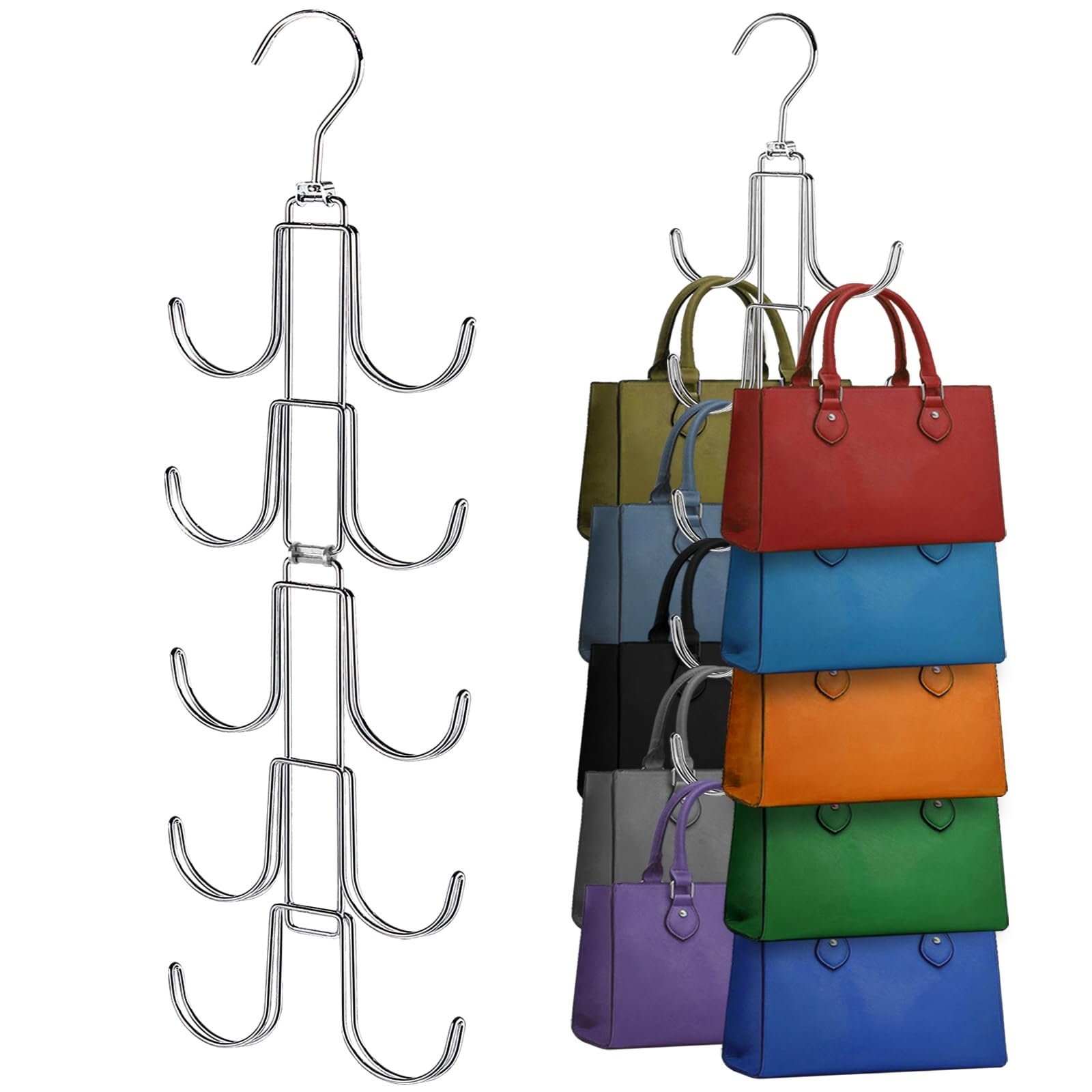 Amazon.com: Purse Hanger for Closet, Collapsible Metal Purse Organizer ...