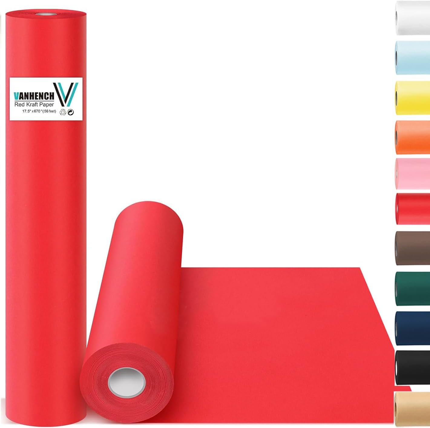 Amazon.com: Vanhench Red Wrapping Paper Roll 17.5"×670" (56FT), Solid ...