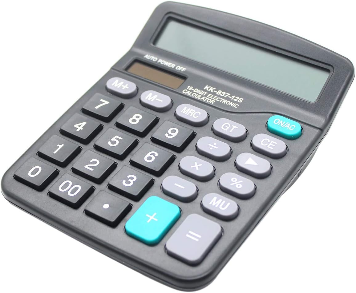 Desk Calculator, 12-Digit Solar Battery Office Calculator with Large LCD Display, Big Sensitive ...
