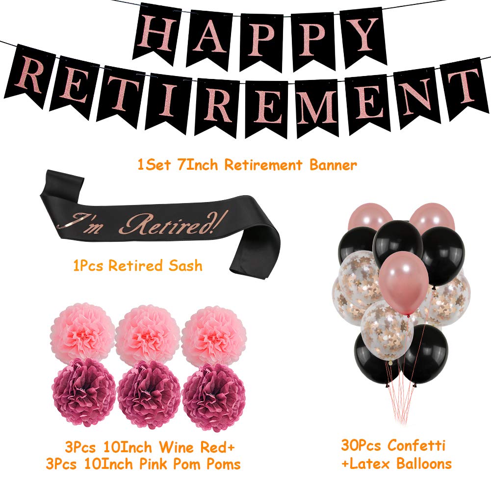 Retirement Party Decorations for Women| Rose Gold HAPPY RETIREMENT ...