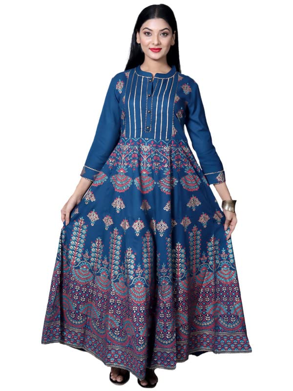 Buy ZILANO Women Blue Anarkali Full Flaunce Gown at Amazon.in