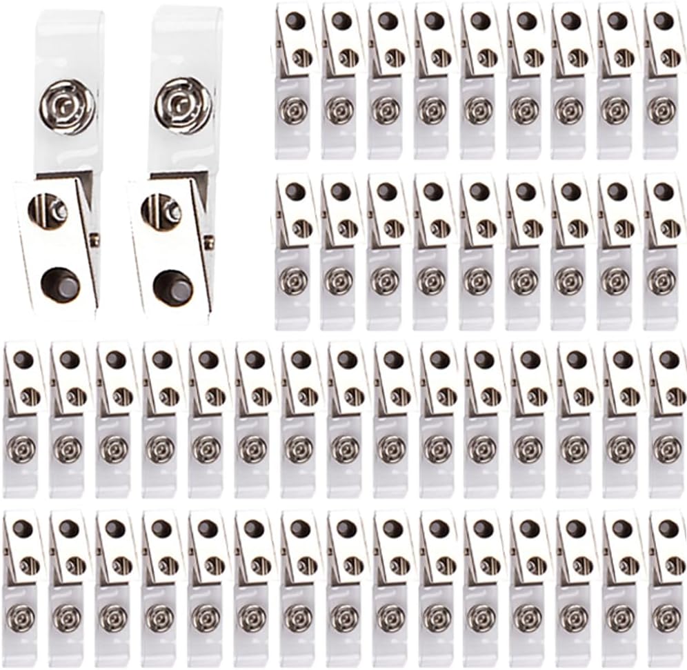 150 Pcs Metal Badge Holder Clips with Clear PVC Straps Tag Clip for Id ...