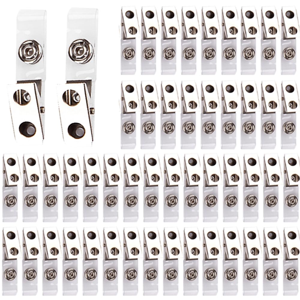 150 Pcs Metal Badge Holder Clips with Clear PVC Straps Tag Clip for Id ...