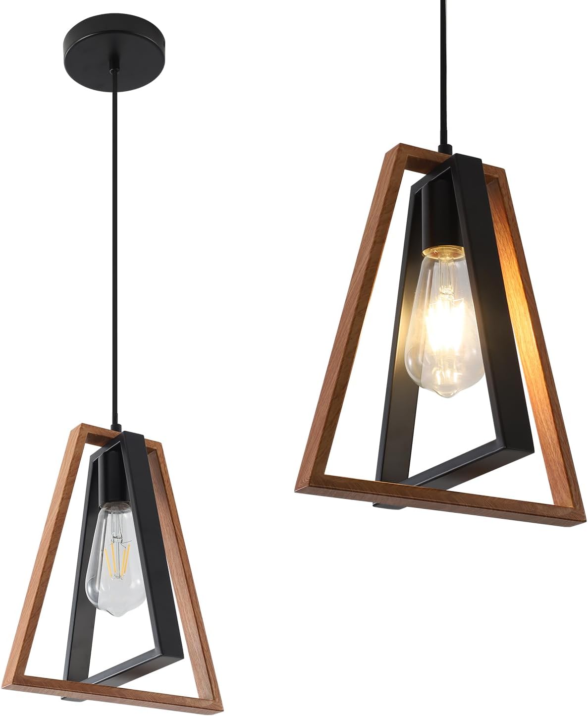 Autumn Alley Farmhouse Pendant Light, Rustic Wood Pendant Light ...