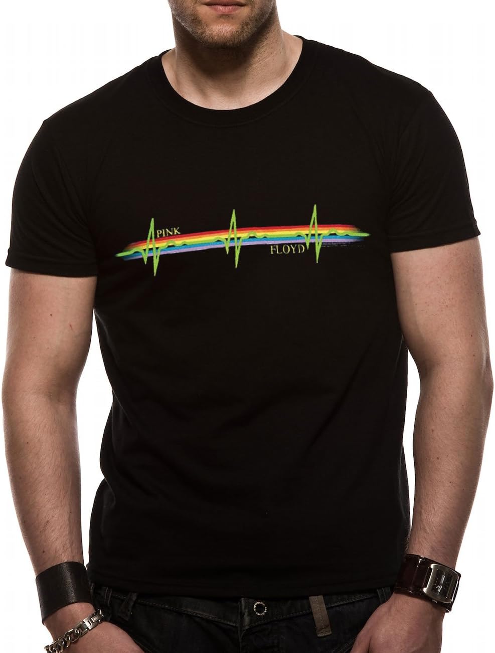 Mens T-Shirt Pink Floyd Heartbeat Darkside Black 4764TSBPL Large ...