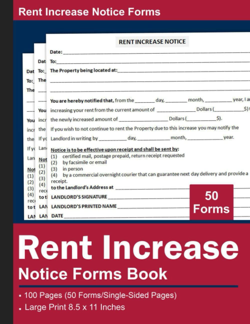 Rent Increase Notice Forms Book: Rent Increase Notice Letter For ...
