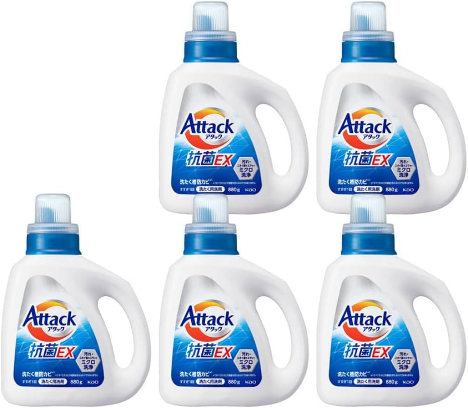 Amazon | 花王 アタック抗菌EX本体 5個 880g | ノーブランド品 | 液体洗剤