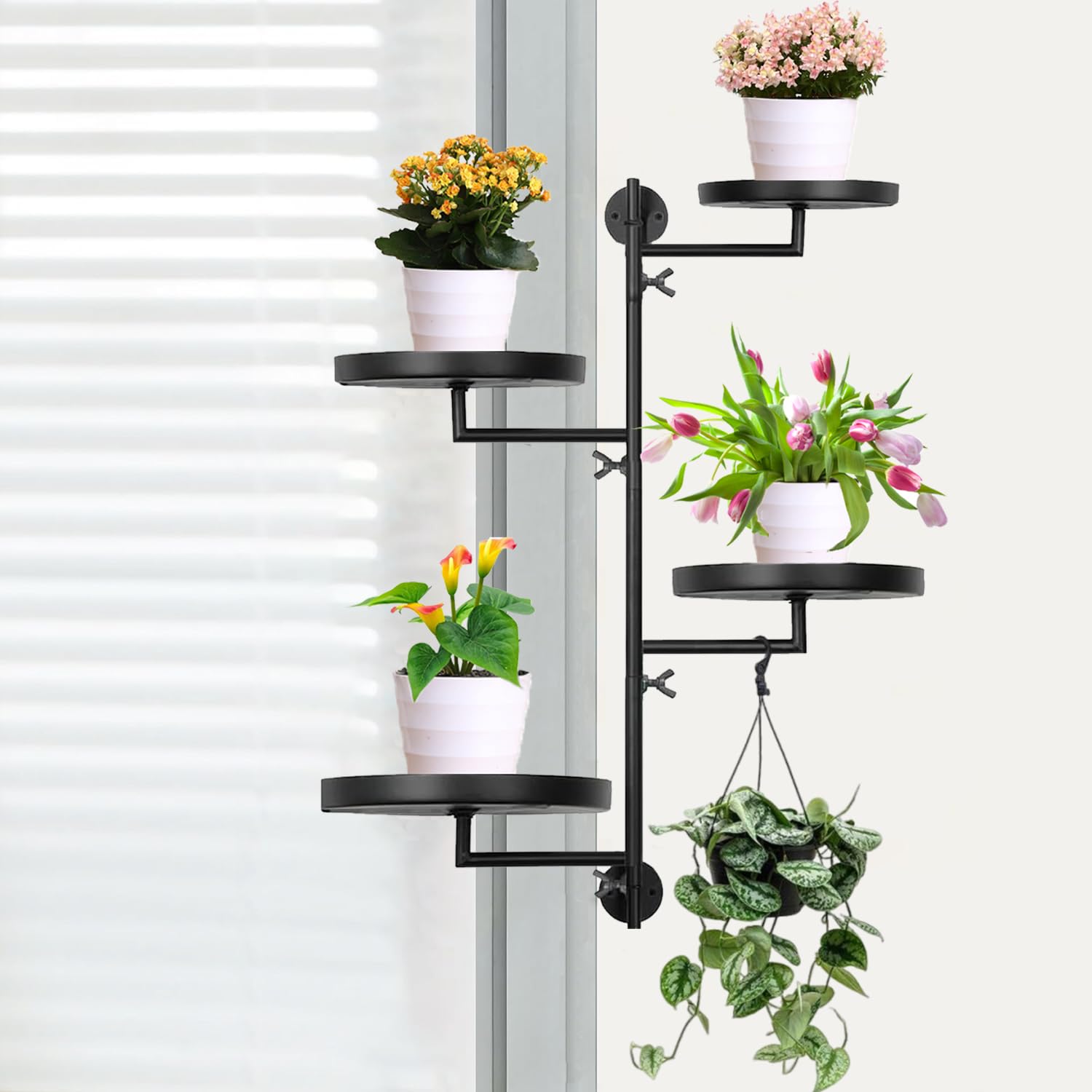 Amazon.com: Rotating Window Plant Shelves, 4-tier Metal Plant Stand ...