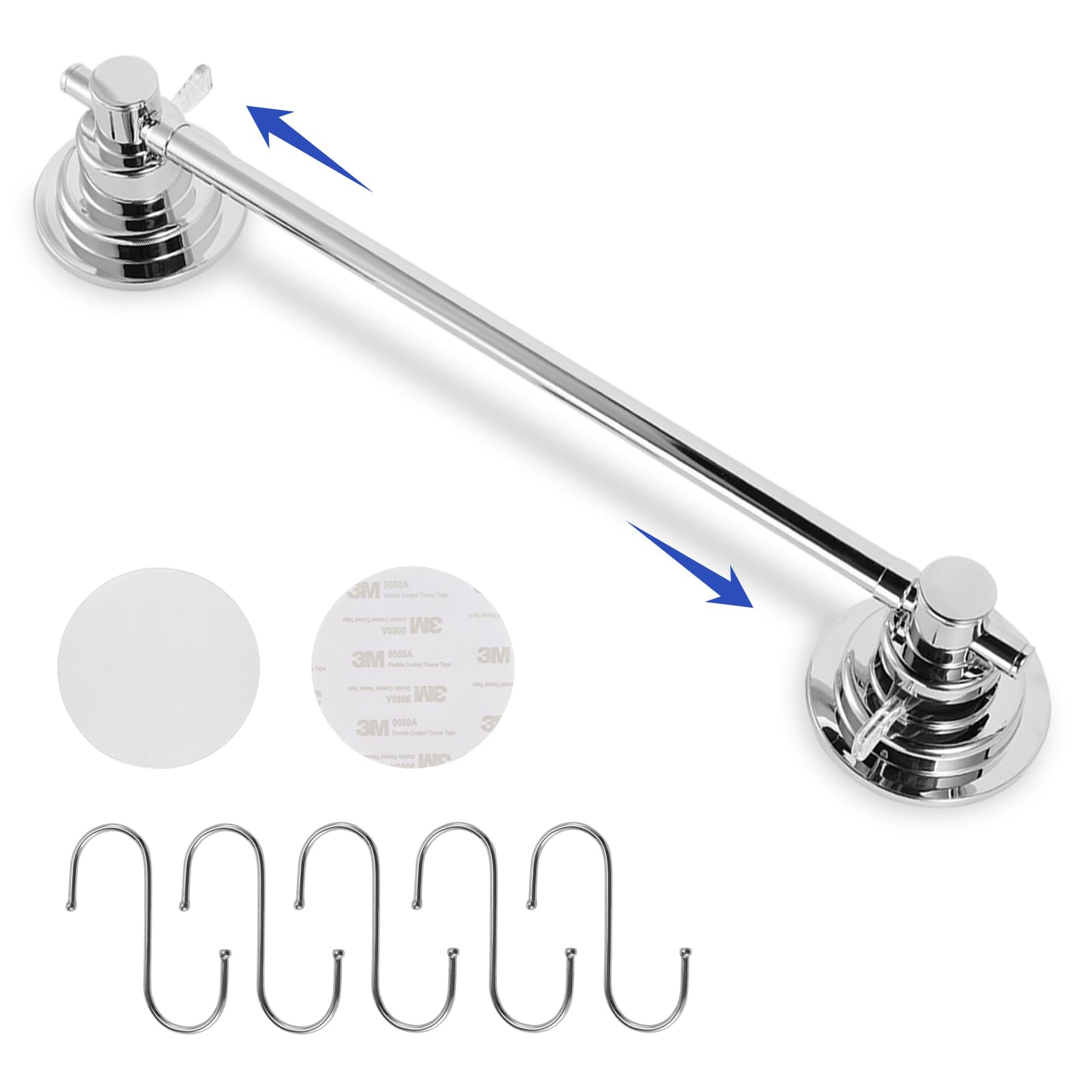 Amazon.com - SLIIMU Suction Cup Towel Bar for Shower with 5 Hooks, 17 ...