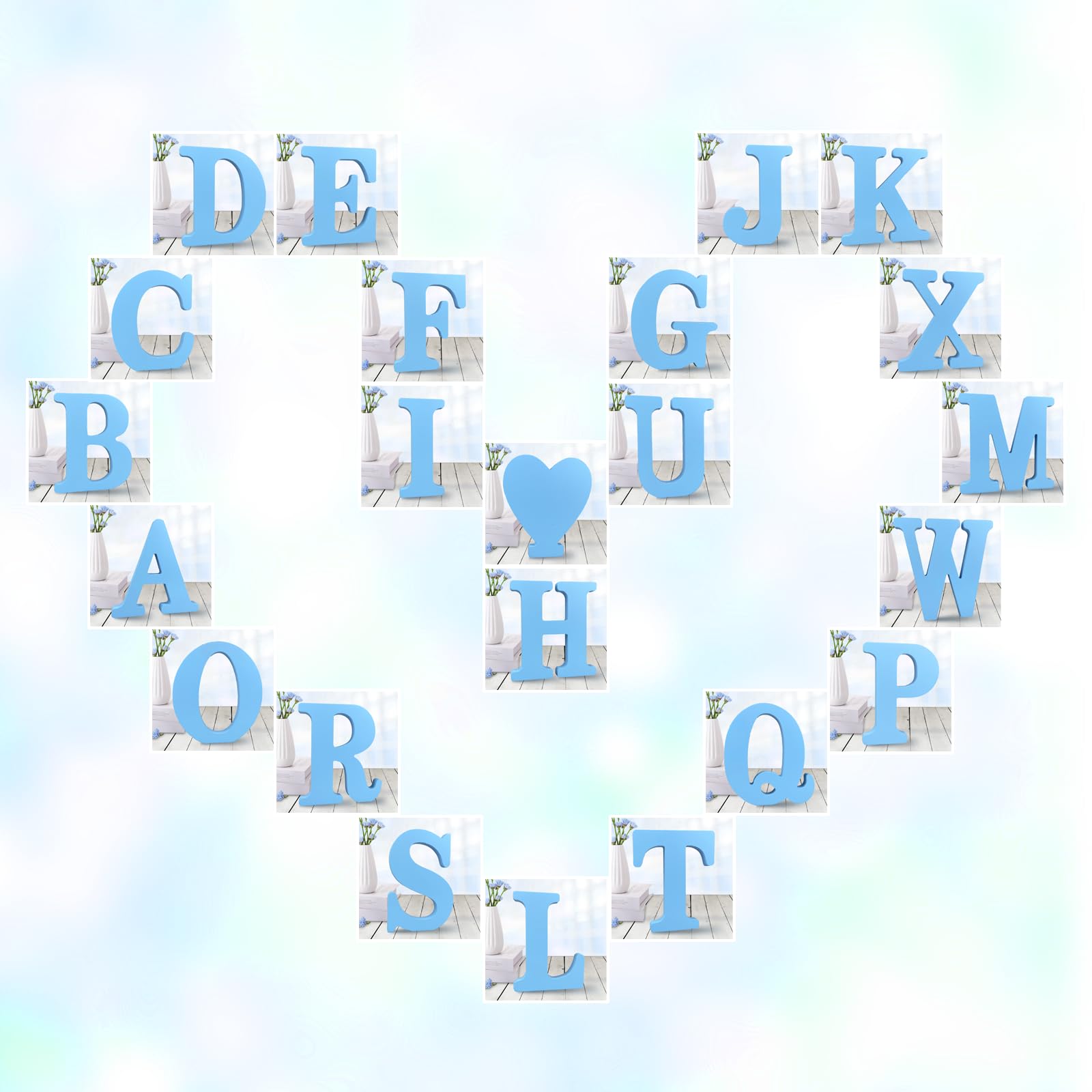 Snapklik.com : AOCEAN 6 Inch Blue Wood Letters Unfinished Wood Letters ...