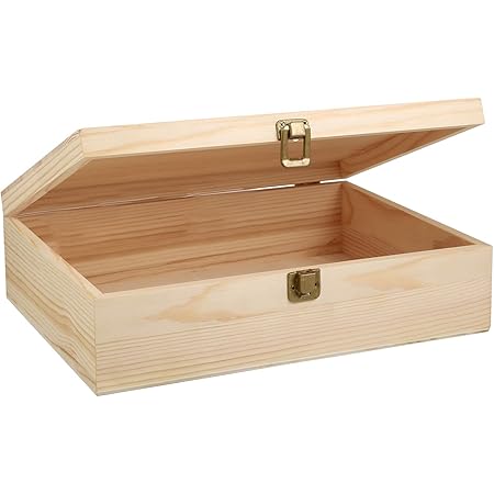 Amazon.com : KYLER Unfinished Pine Wood Box - Large Wooden Boxes ...