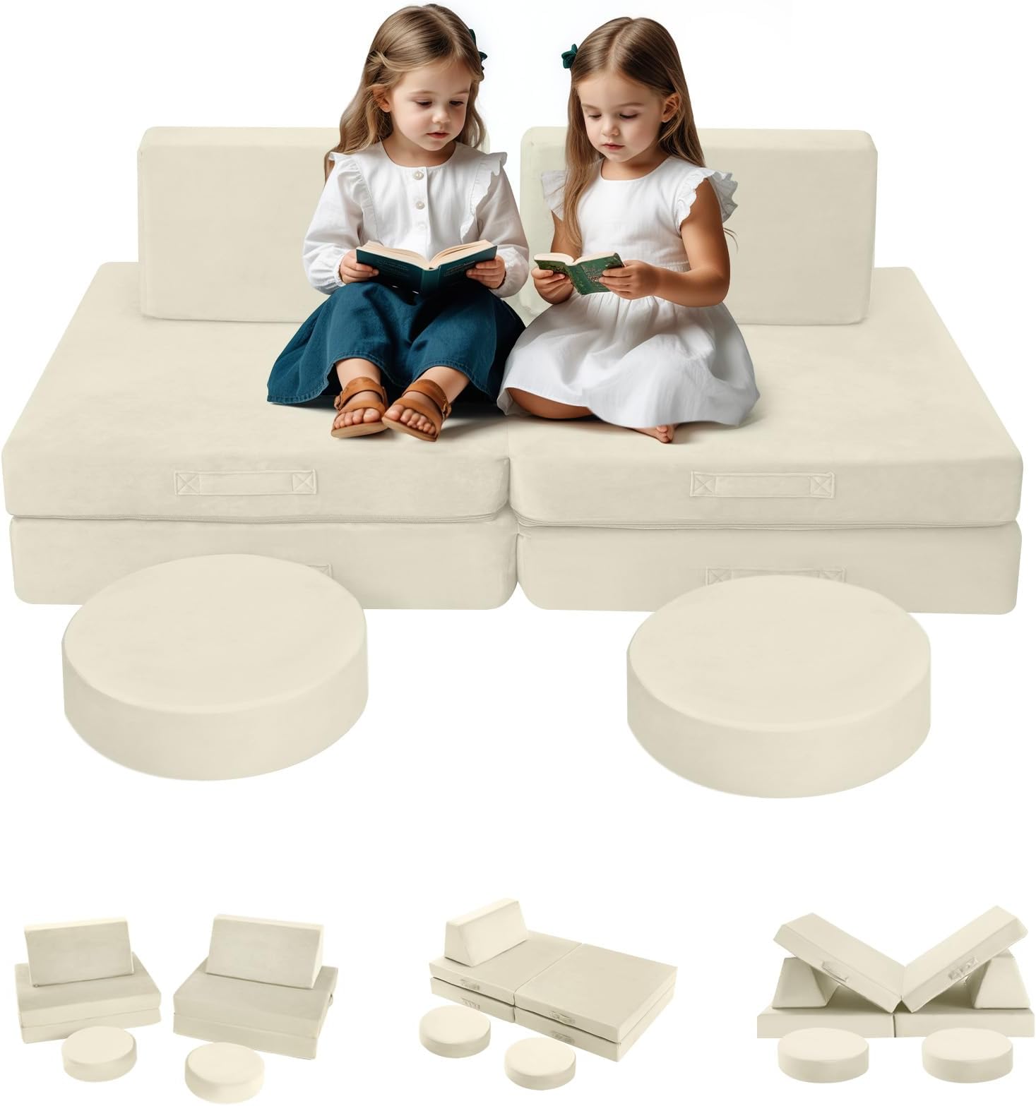 MeMoreCool Kids Play Sofa Bed, Modular Toddler Armchair Couch for ...